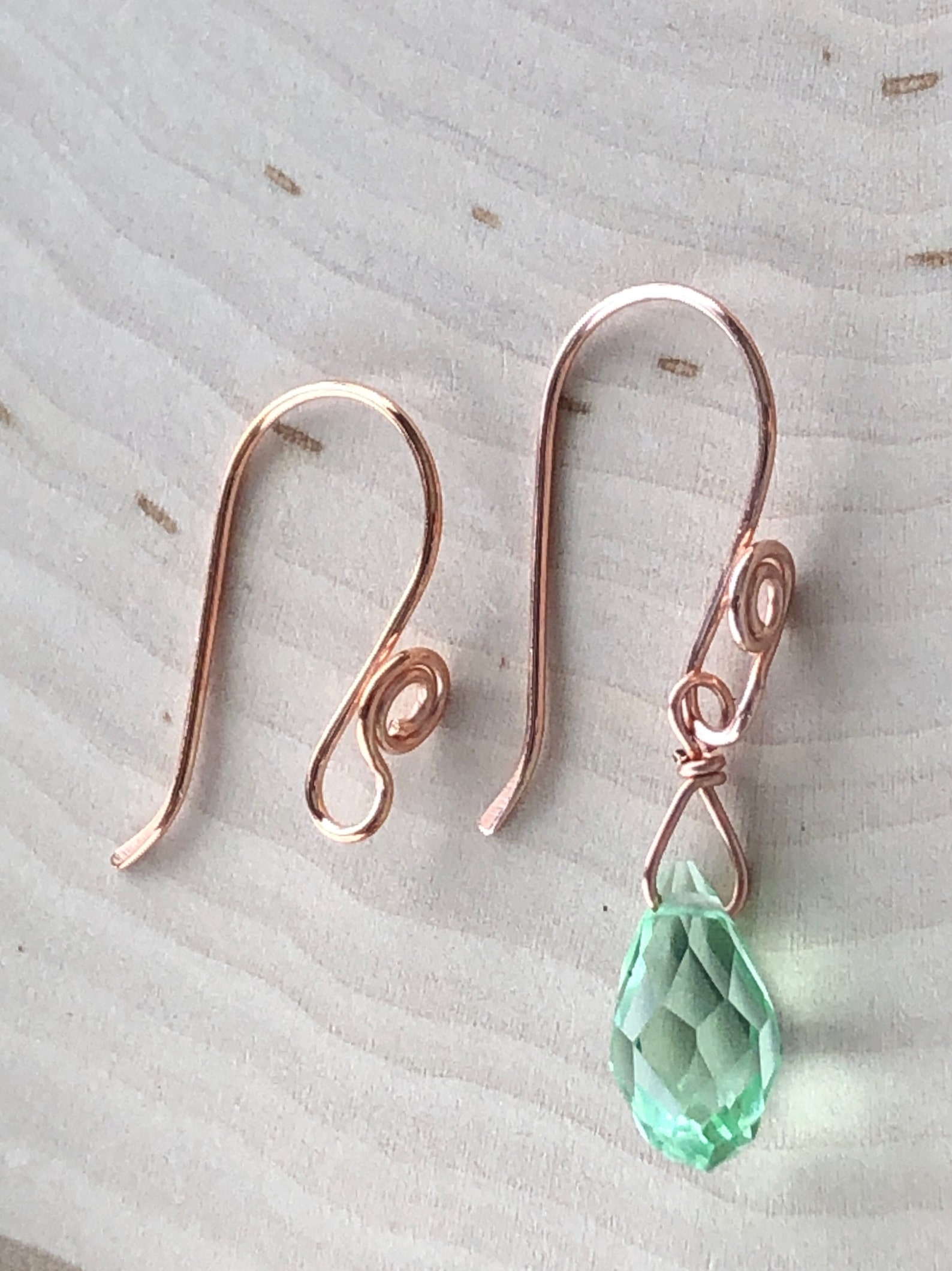 Small Front Face Spiral Copper Ear Wires French Hook Petite - Etsy