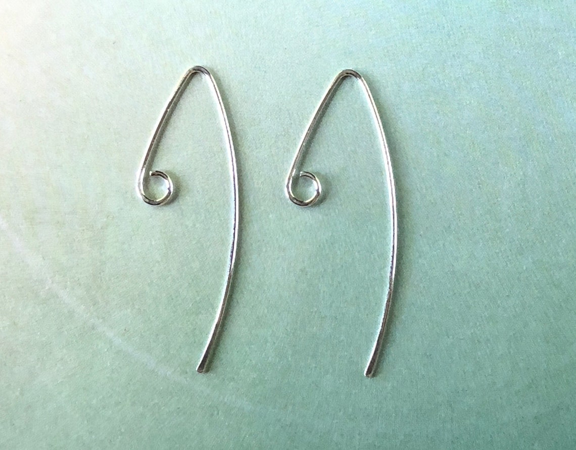 Long Minimalist Sterling Silver Ear Wires Sterling Silver Ear - Etsy