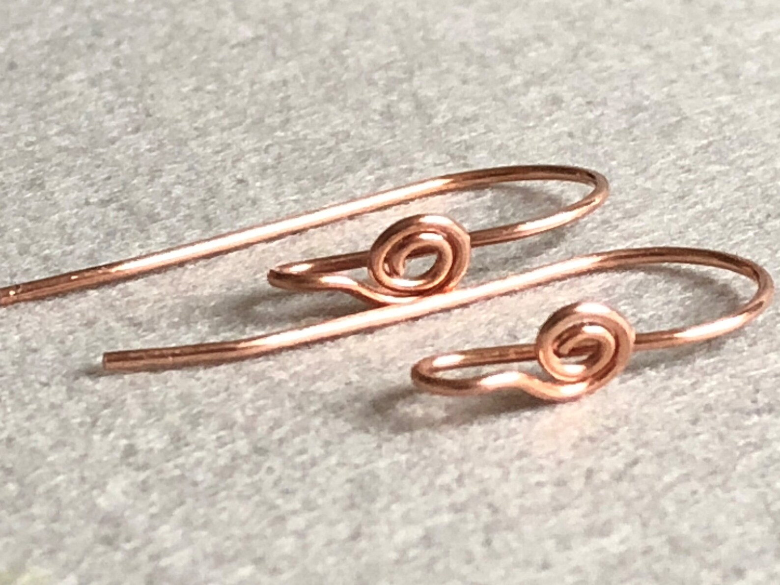 Small Front Face Spiral Copper Ear Wires French Hook Petite | Etsy