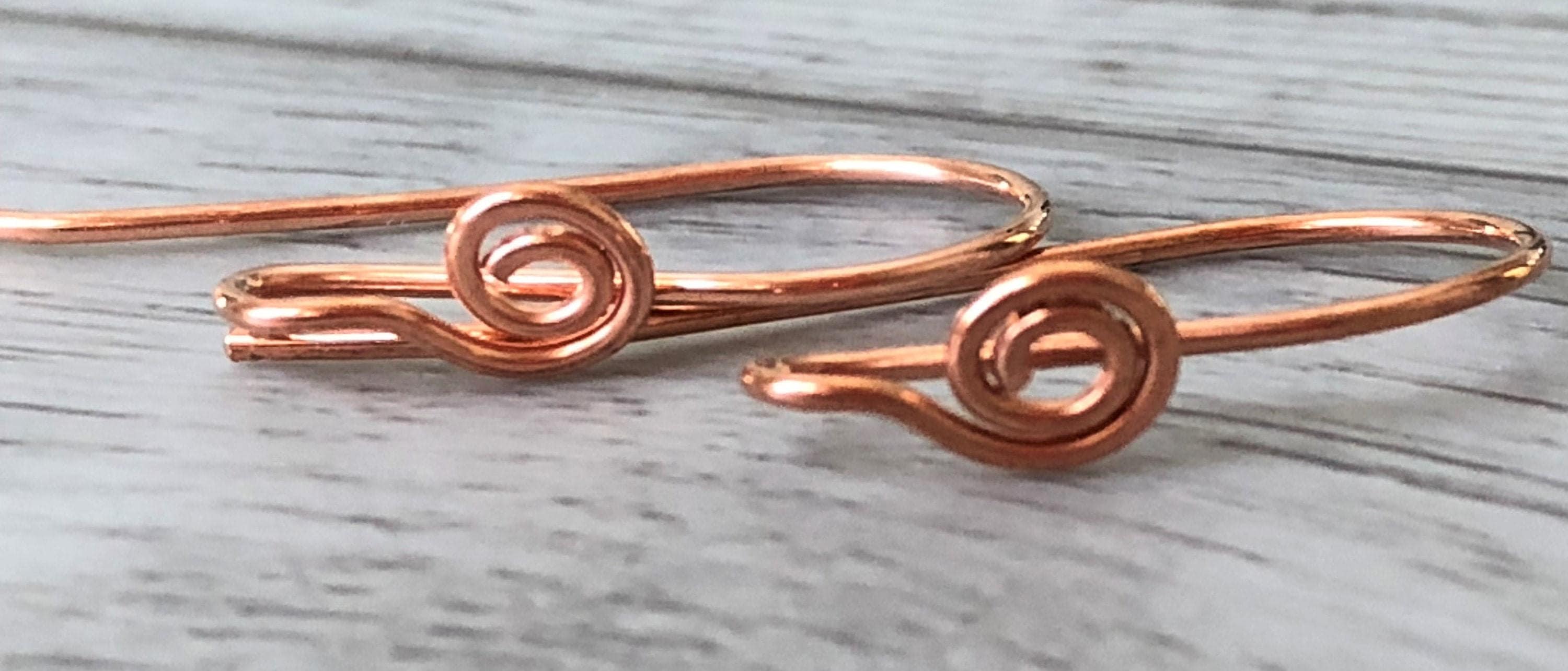 Small Front Face Spiral Copper Ear Wires French Hook Petite | Etsy