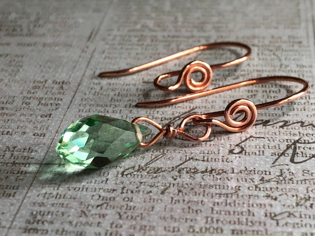 Small Front Face Spiral Copper Ear Wires - French Hook Petite Swirl Ear ...