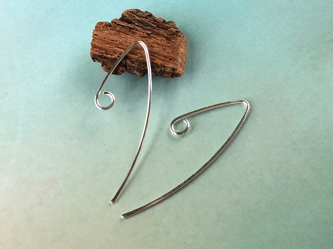 Long Minimalist Sterling Silver Ear Wires Sterling Silver Ear - Etsy