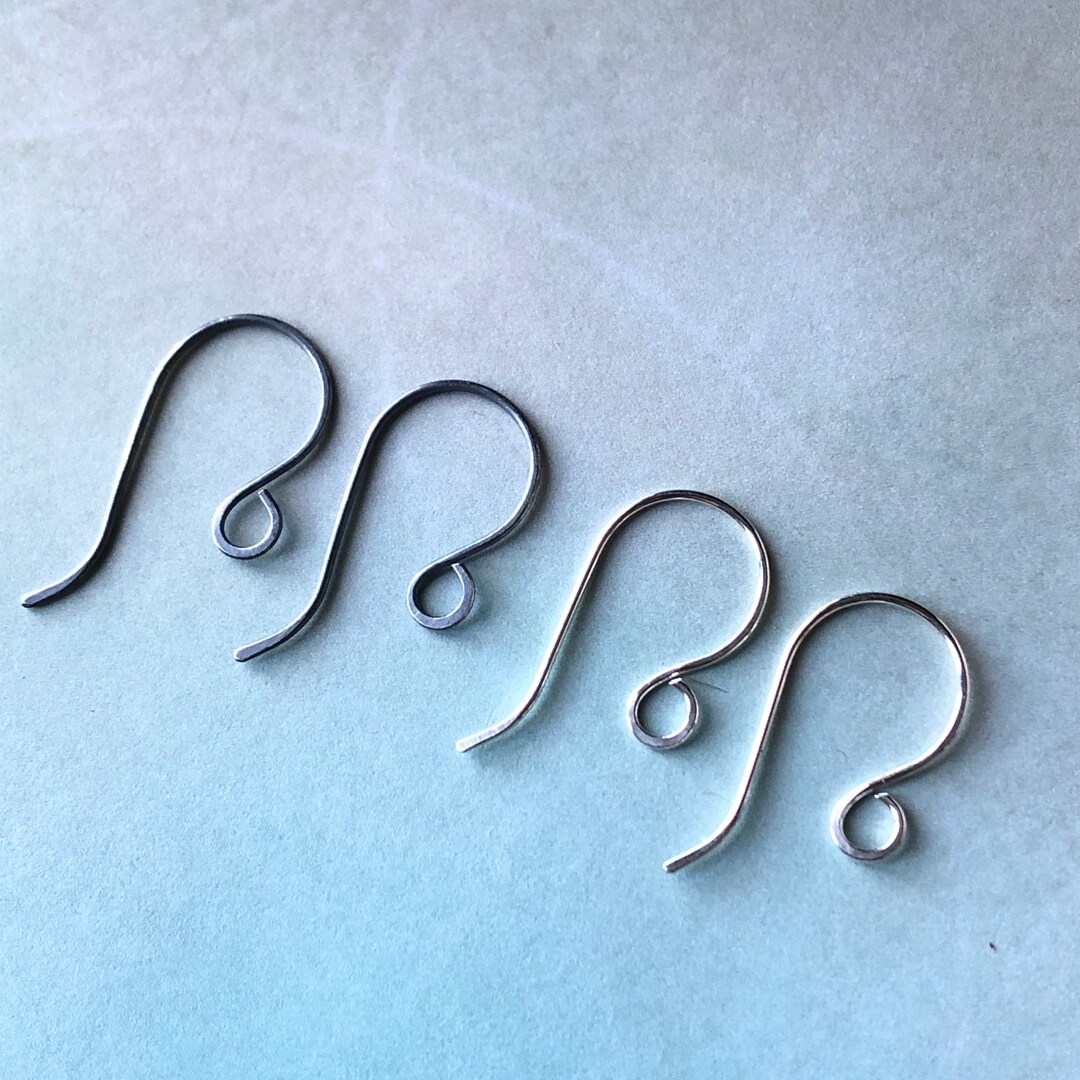 Hand Formed Small Silver Ear Wire, Ear Wires French Hooks, Silver Ear ...