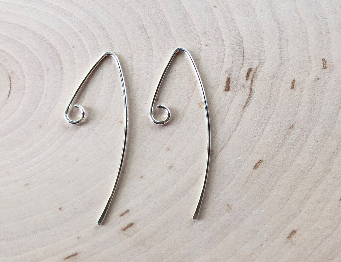 Long Minimalist Sterling Silver Ear Wires Sterling Silver Ear - Etsy