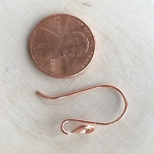 Small Front Face Spiral Copper Ear Wires - French Hook Petite Swirl Ear ...