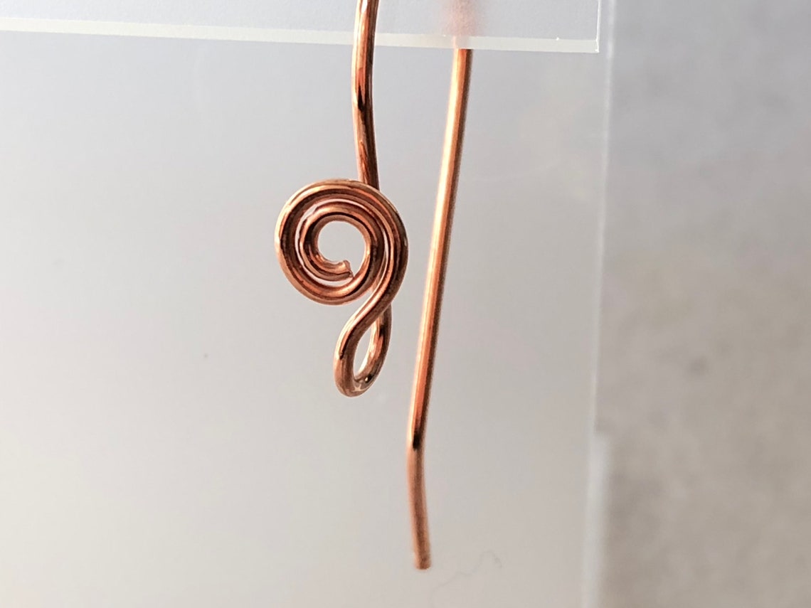 Small Front Face Spiral Copper Ear Wires French Hook Petite | Etsy