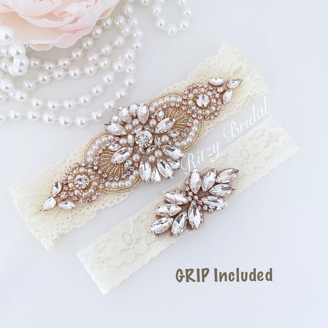Wedding Garters, Bridal Garters, Rose Gold Garters, Wedding Garter Belt ...