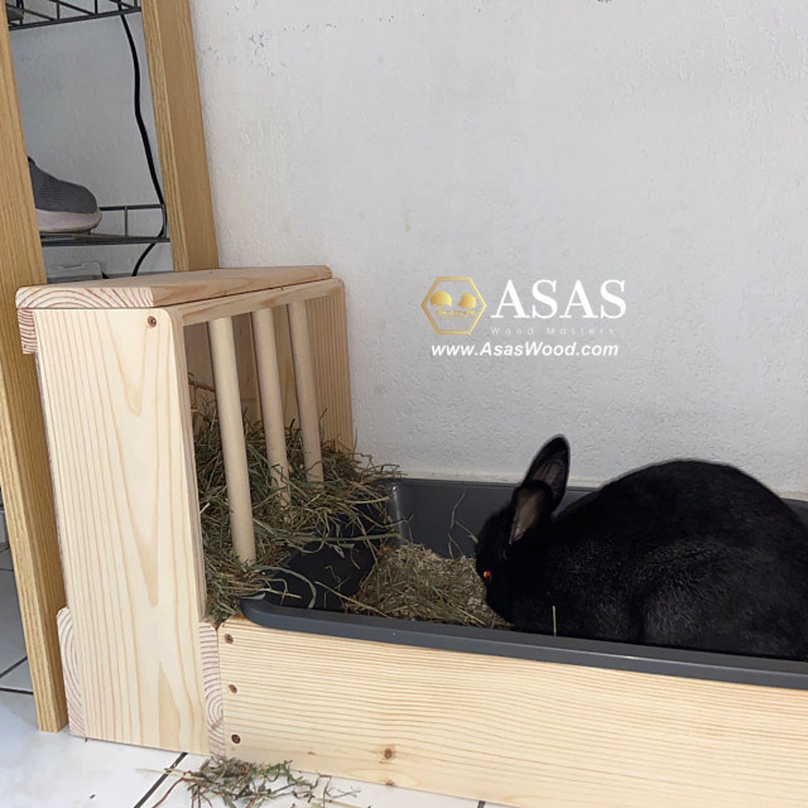 Rabbit Hay Feeder With Litter Box, Made by Asaswood - Etsy