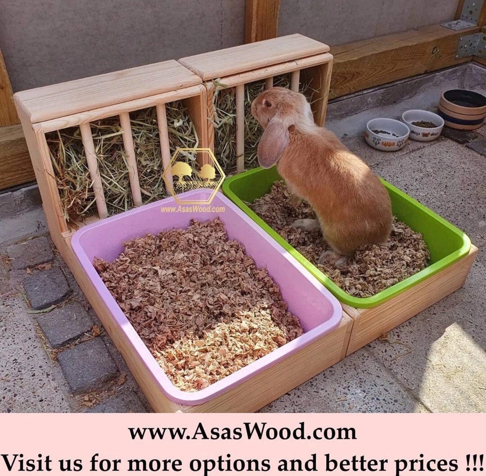 Rabbit Hay Feeder With Litter Box, Made by Asaswood - Etsy
