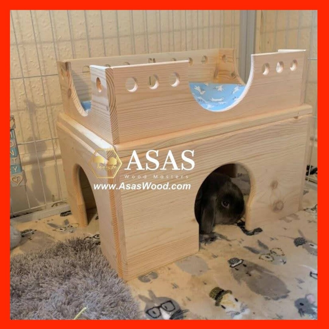 Rabbit House, Wooden Handmade Bunny Rabbit Castle, Rabbit Hideout ...
