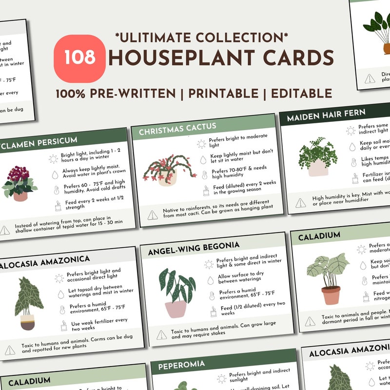 Plant Care Label Editable - Etsy