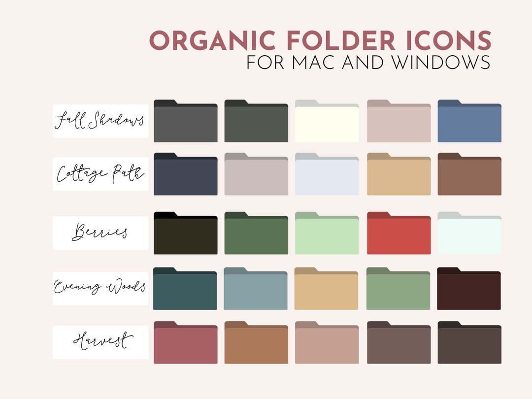 Macbook and Windows Folder Icons Green Desktop Icons Mac - Etsy