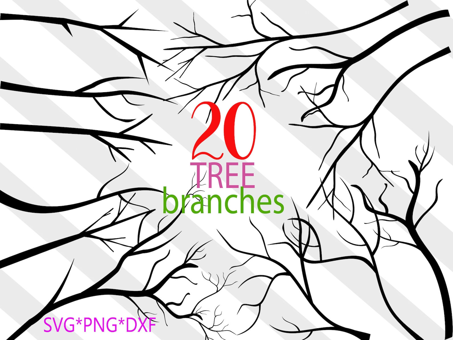 20 Tree Branch SVG, Branch Silhouettes Svgs, Branch SVG, Bare Branch ...