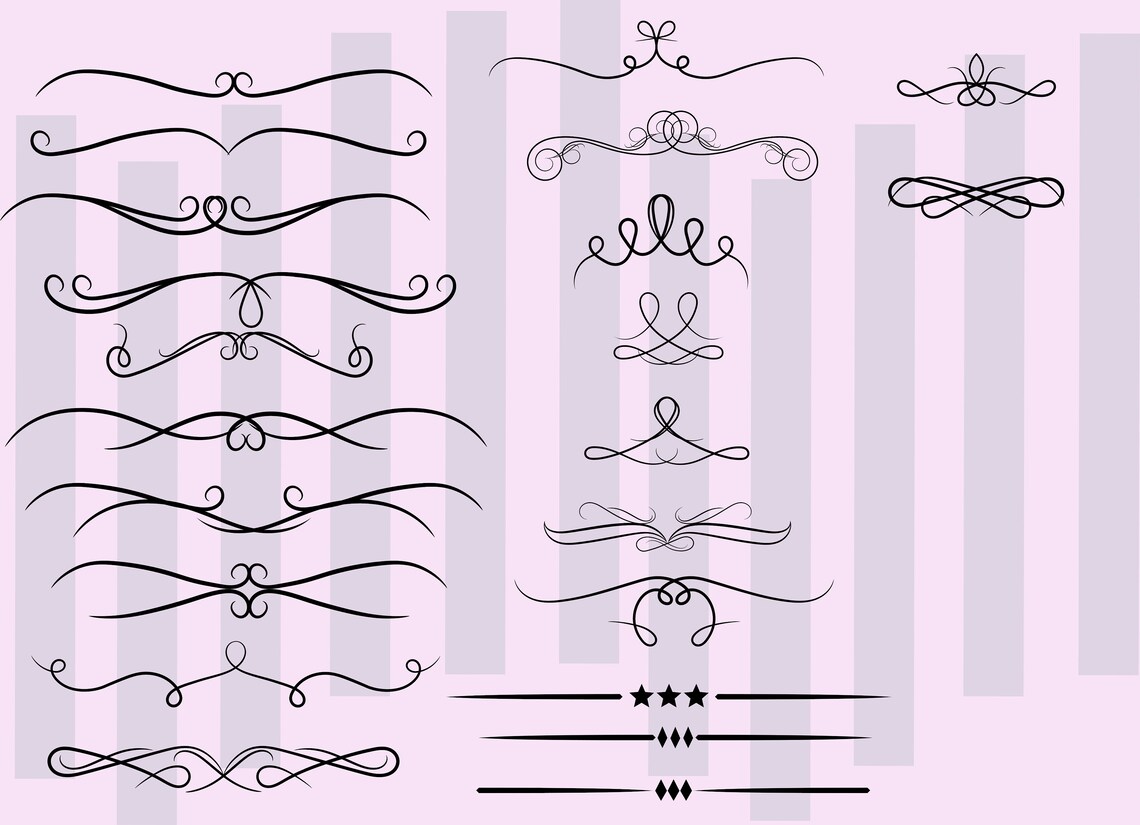 Swirls and Swashes Svg, Flourish Svg Bundle, Swashes Svg, Swoosh Svg ...
