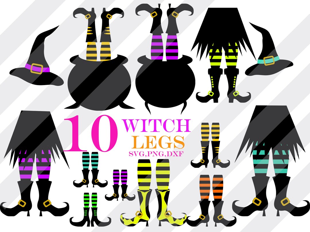 10 Witch Legs Svg, Halloween Witch Legs, Witch Legs in Cauldron, Witch ...
