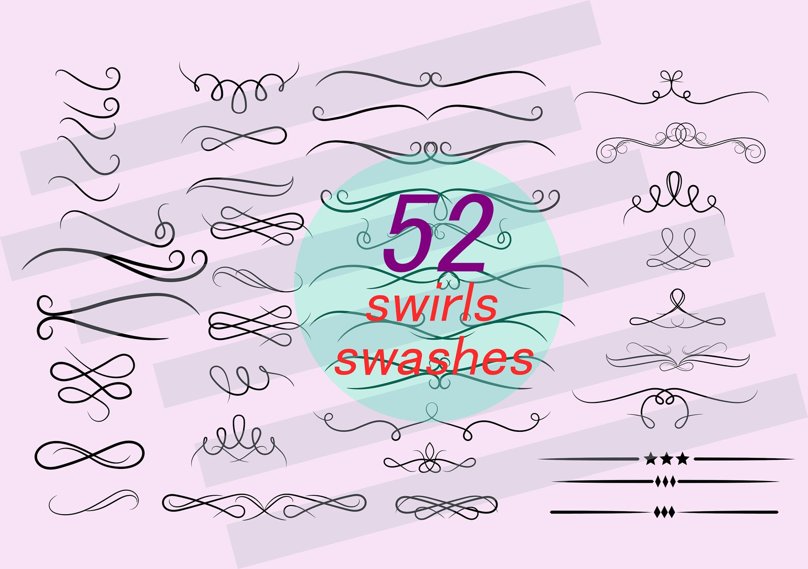 Swirls and Swashes Svg, Flourish Svg Bundle, Swashes Svg, Swoosh Svg ...