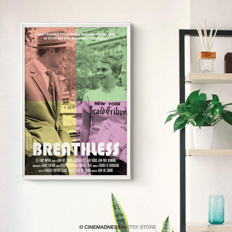 Breathless by Jean Luc Godard, With Jean Paul Belmondo, Jean Seberg ...