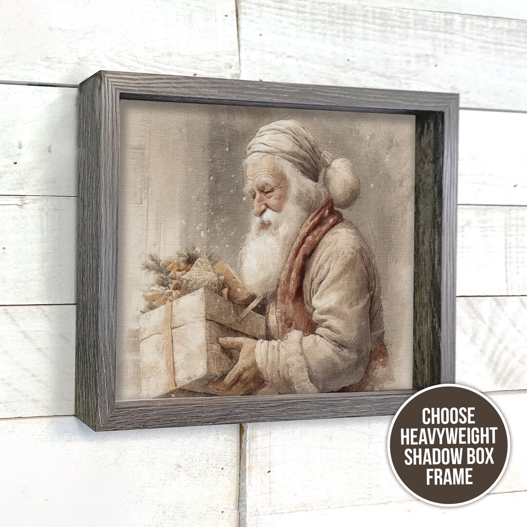 Santa With Christmas Package Holiday Home Decor Nostalgic Vintage Old ...