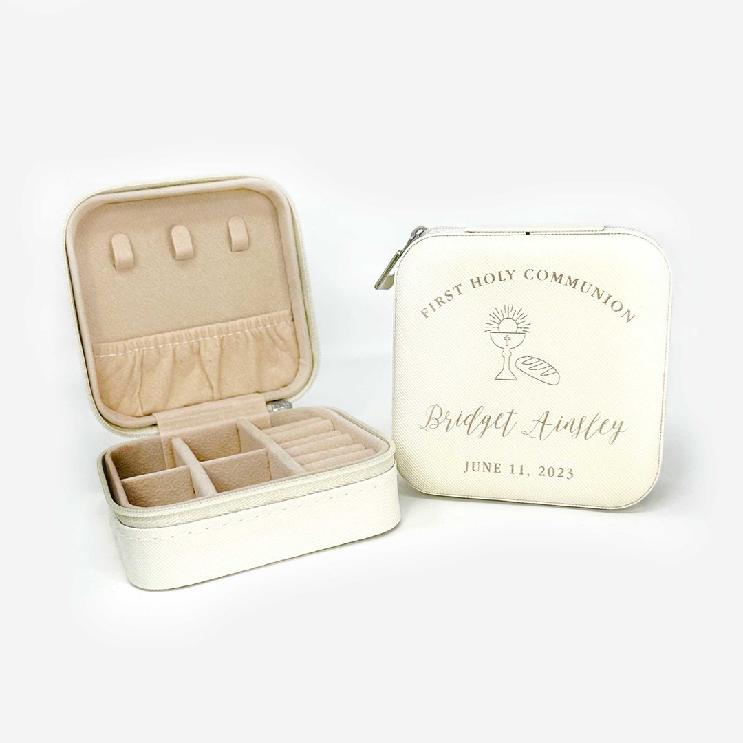 First Communion Gift | Girls Travel Jewelry Box | Unique First Holy ...
