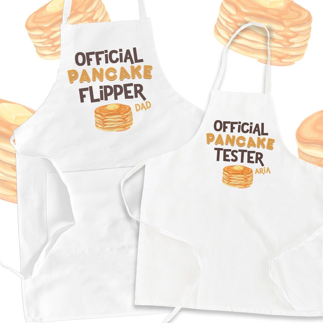 Official Pancake Flipper Official Pancake Tester Poly Linen Apron Set ...