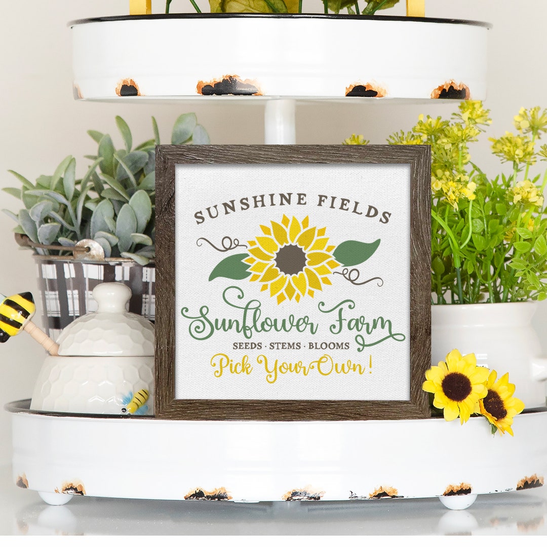 Sunflower Decorations Farmhouse Signs Canvas Sunshine Fields Sunflower ...