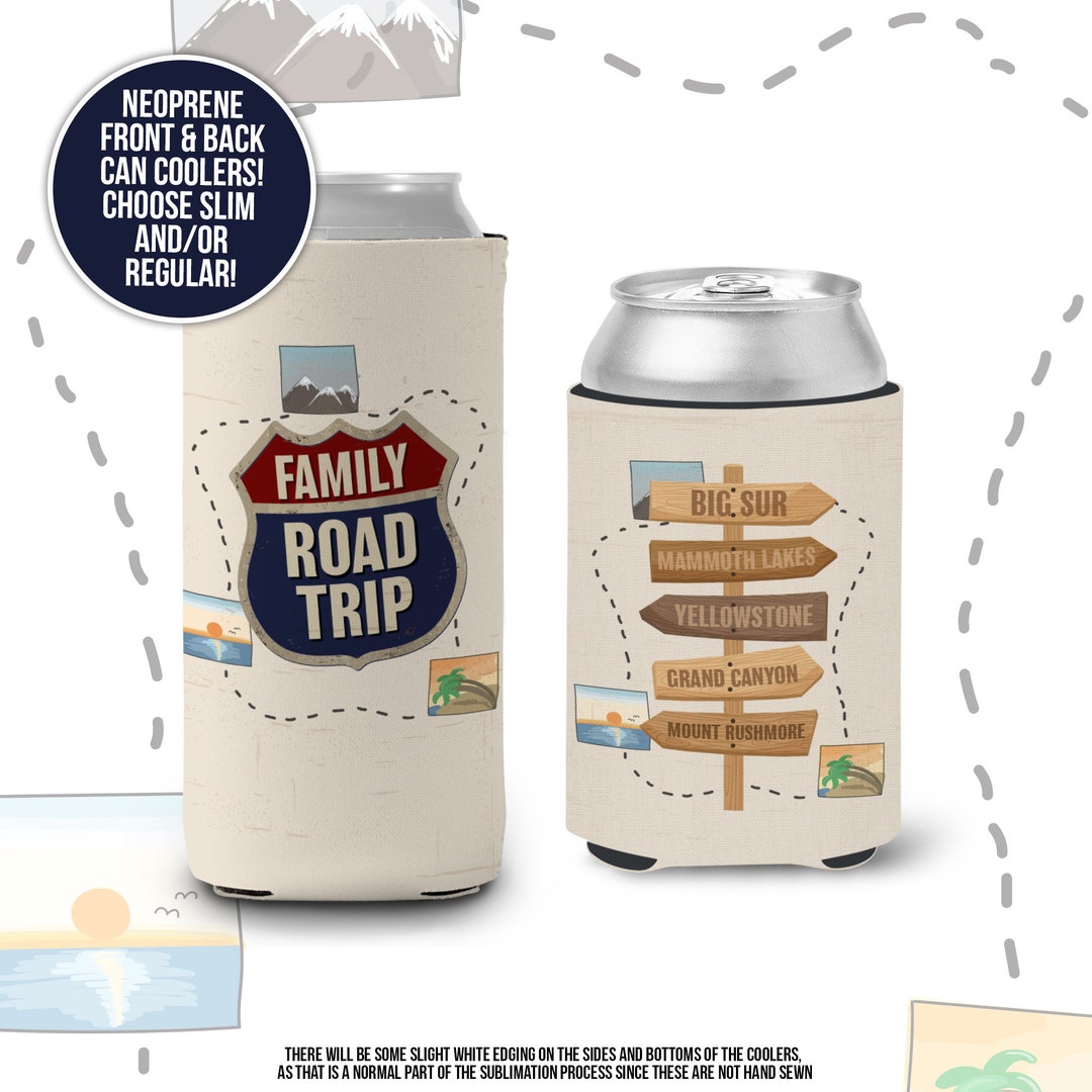 Family Vacation Can Coolies | Road Trip Personalized Can Coolers ...