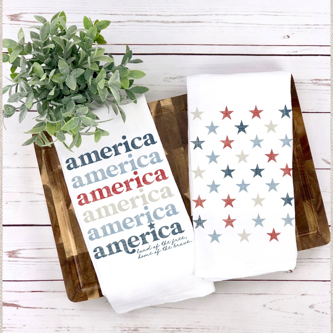Patriotic Fourth of July Tea Towel Dish Towel Set | Fourth of July ...