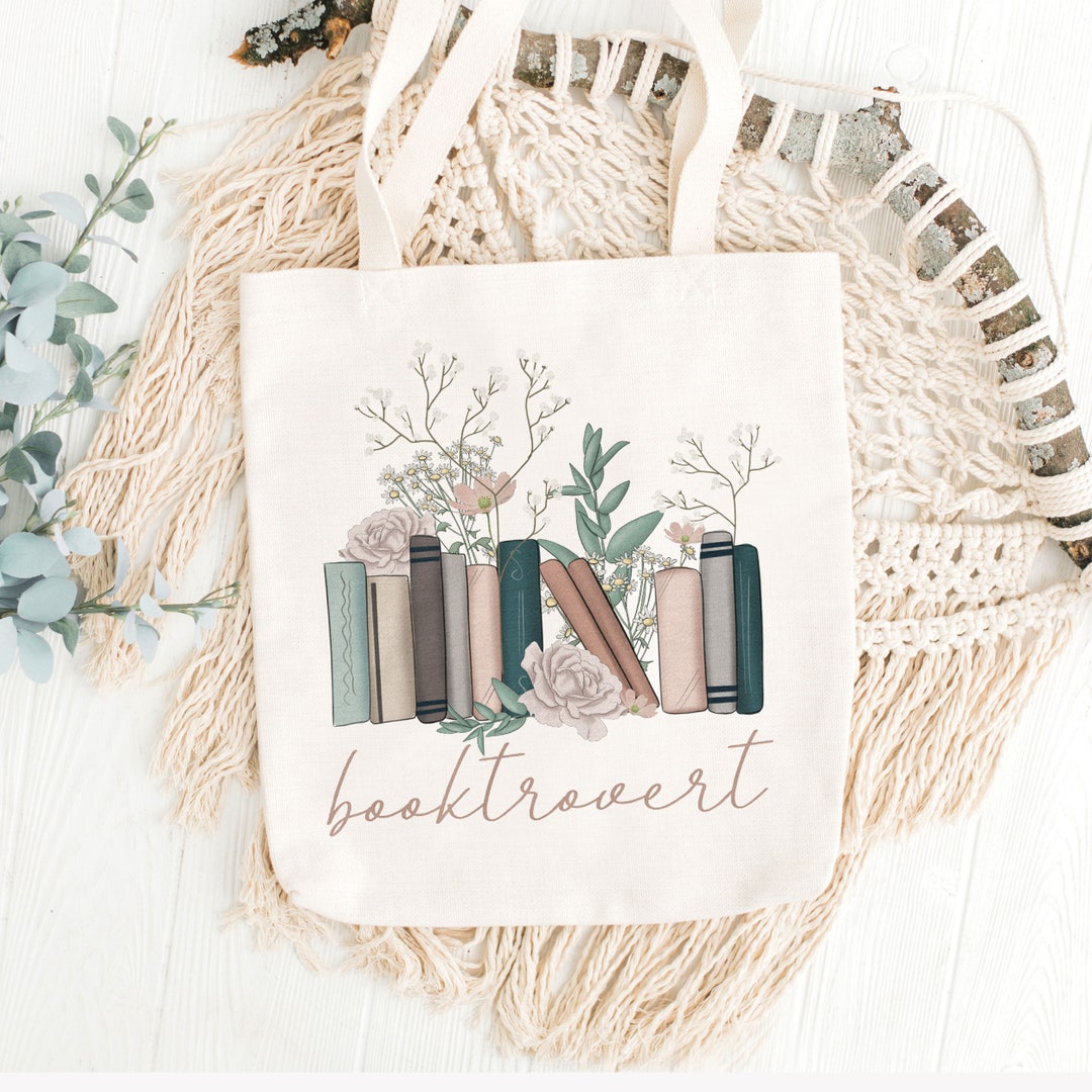 Book Tote Bag | Love to Read Funny Booktrovert Bag | Book Reader Mom ...