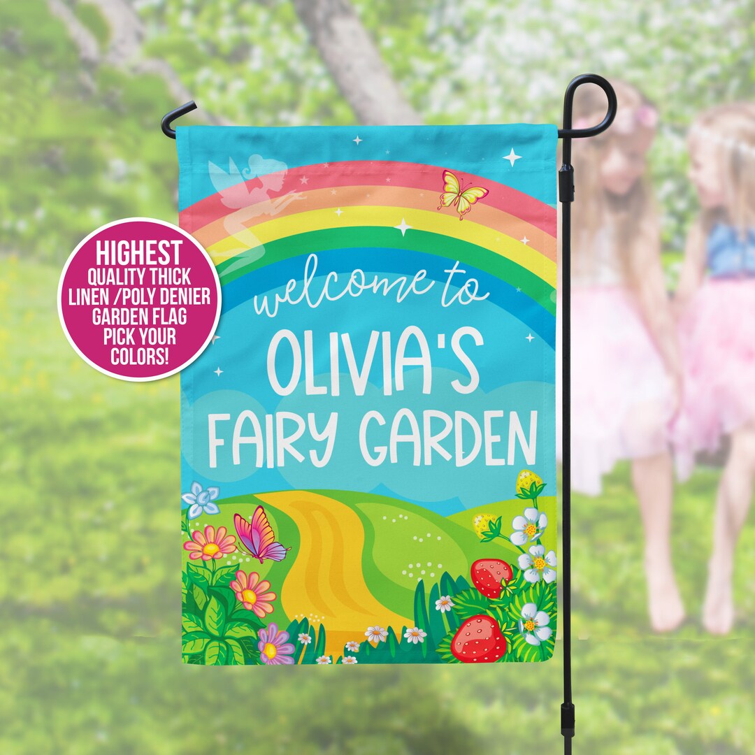 Fairy Garden Flag Welcome to Our Fairy Garden Personalized Garden Flag ...