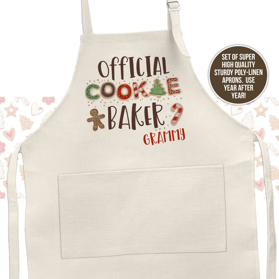 Official Cookie Baker Official Cookie Taster Poly Linen Apron Set ...
