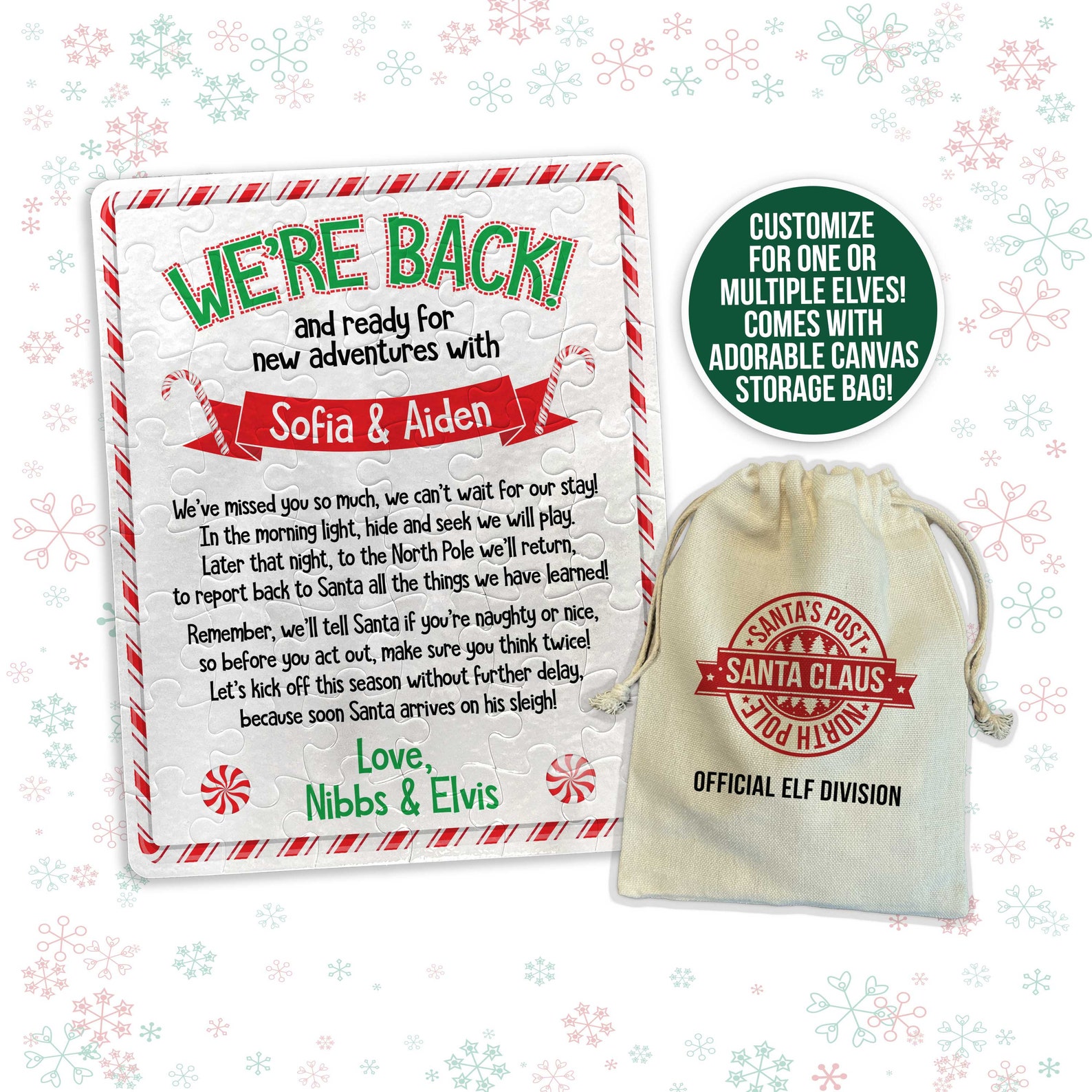 Elf Arrival Puzzle Fun Elf Arrival Ideas Elf Puzzle for Arriving Elf ...