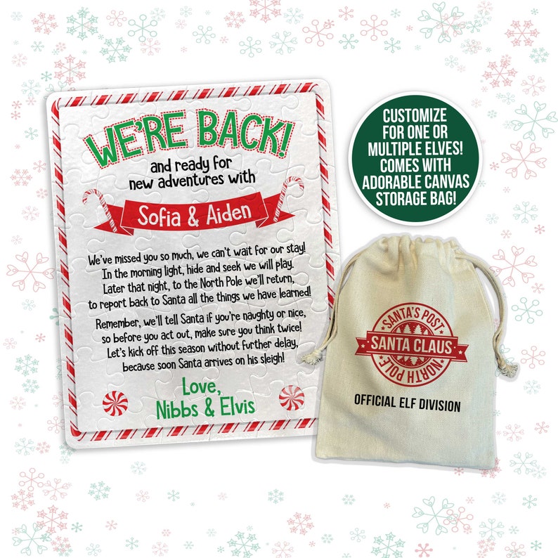 Elf Arrival Puzzle Fun Elf Arrival Ideas Elf Puzzle for Arriving Elf ...