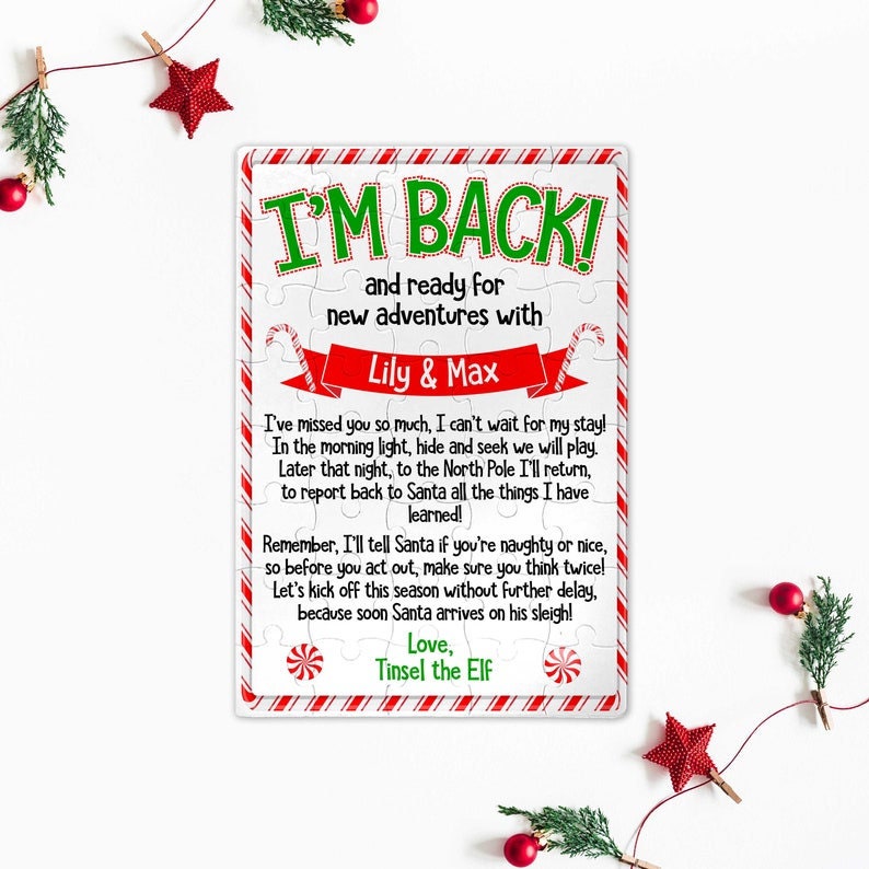 Elf Arrival Puzzle Fun Elf Arrival Ideas Elf Puzzle for - Etsy