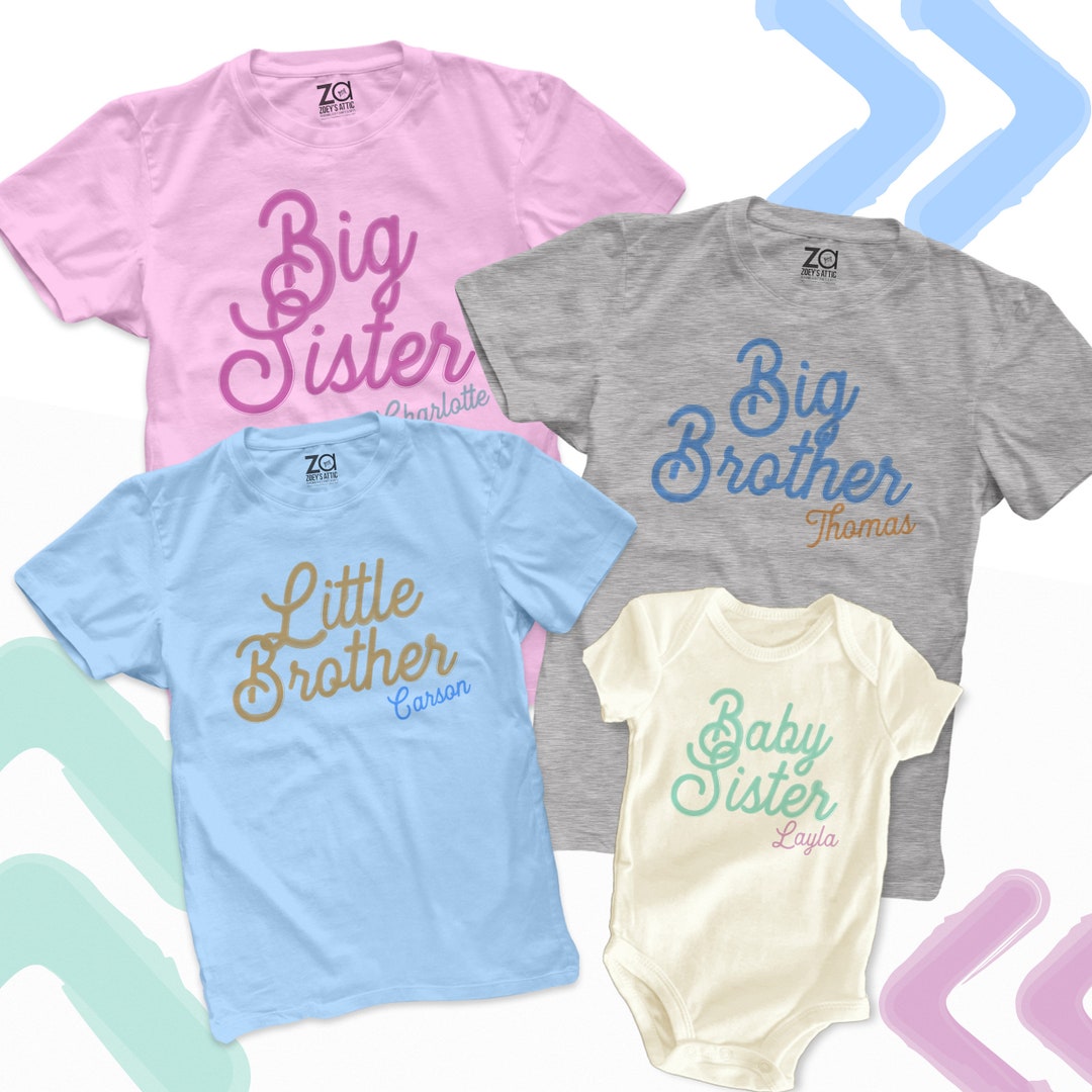 Four Sibling Shirt Set | Brother or Sister Matching Shirts | Colorful ...