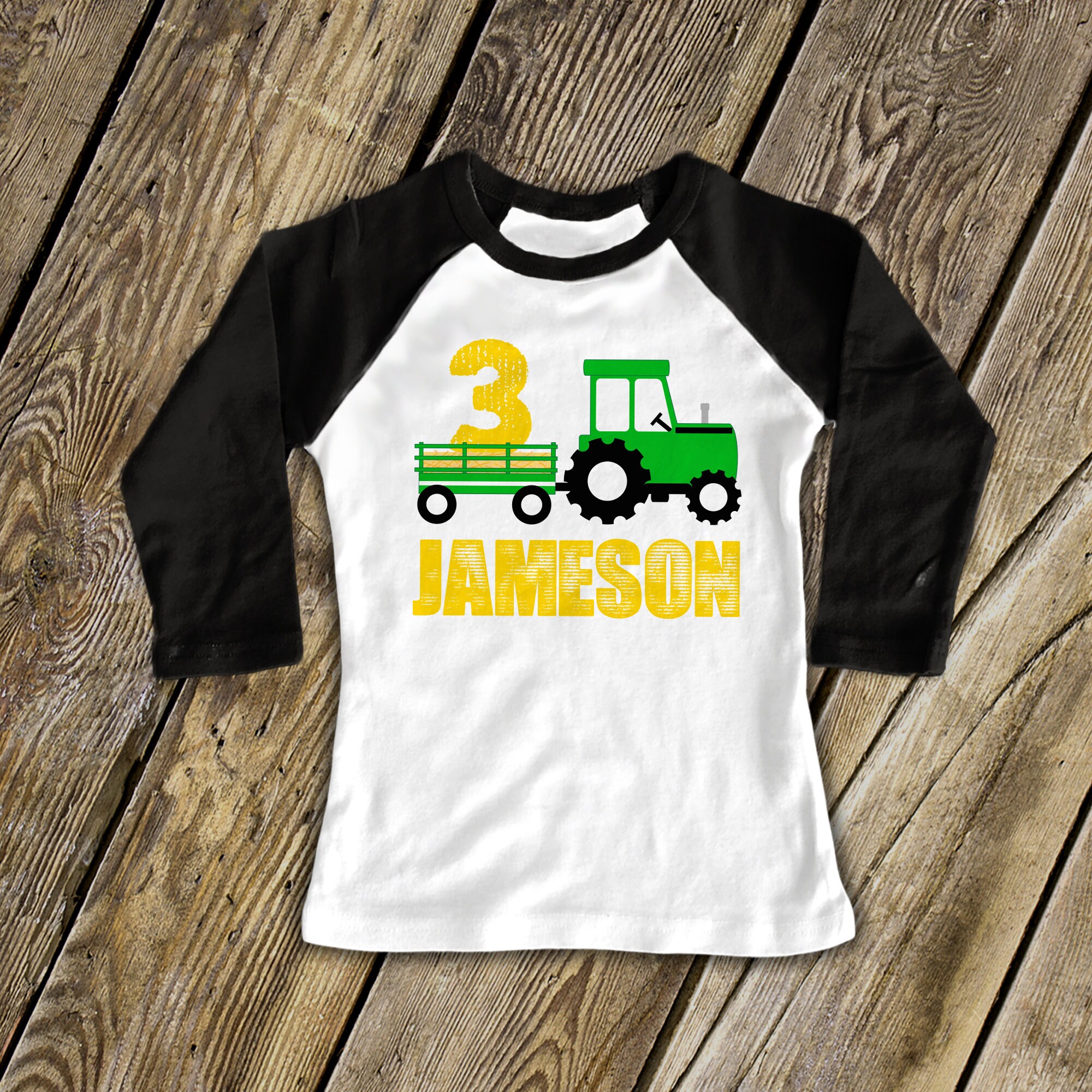 First Birthday Tractor Raglan Shirt Farm Tractor ANY AGE - Etsy