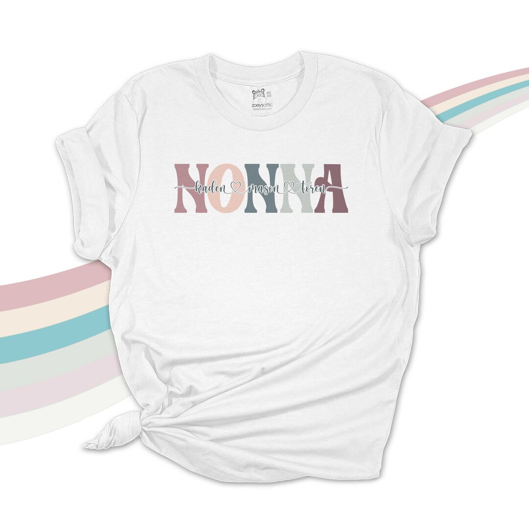 Grandmother Shirt Nonna Personalized Colorful Font Unisex Adult Crew ...