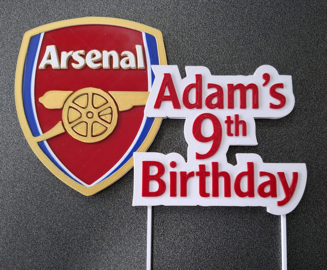 Personalised 3D Printed Arsenal Style Birthday Cake Topper - Etsy