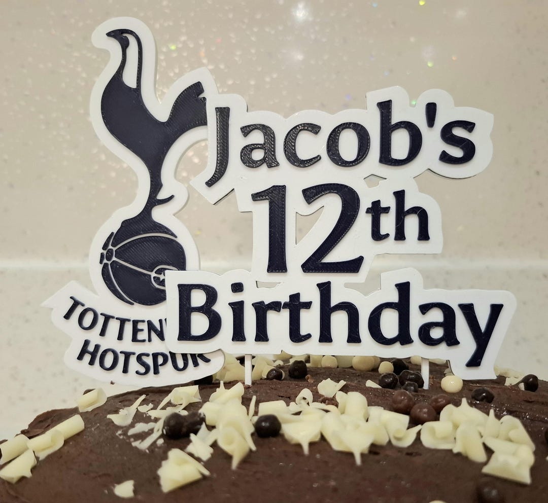 Personalised 3D Printed Tottenham Hotspur Style Birthday Cake Topper - Etsy