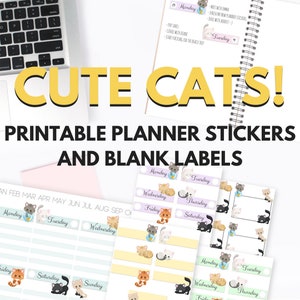 Cute Cats Stickers and Labels Planner Printables PDF Instant - Etsy