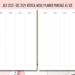 2023 2024 VERTICAL WEEKLY Planner Printable A5 Insert - Etsy