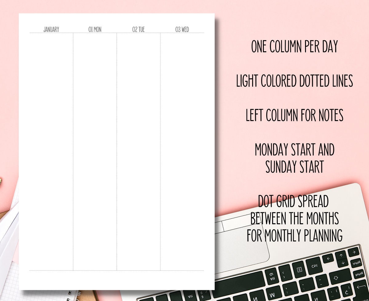 2023 2024 VERTICAL WEEKLY Planner Printable A5 Insert MIDYEAR Dated ...