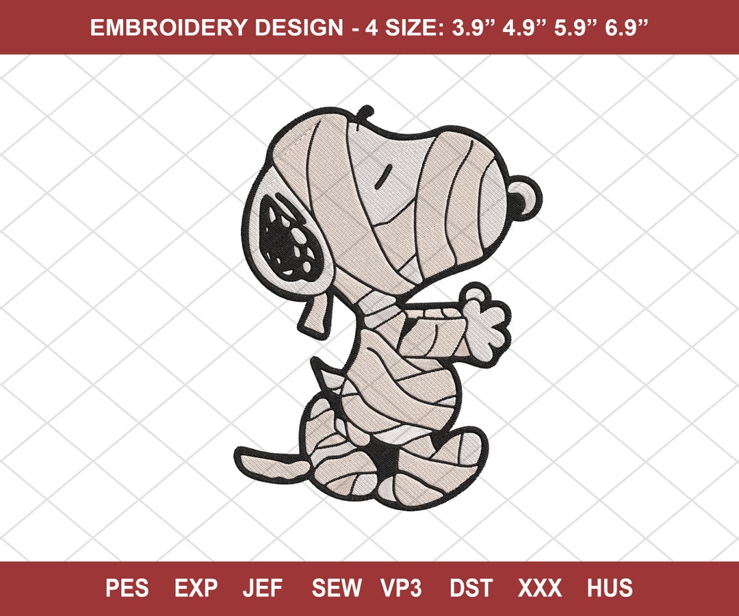Snoopy Mummy Embroidery Design Digital Download, Cartoon Snoopy Peanuts ...