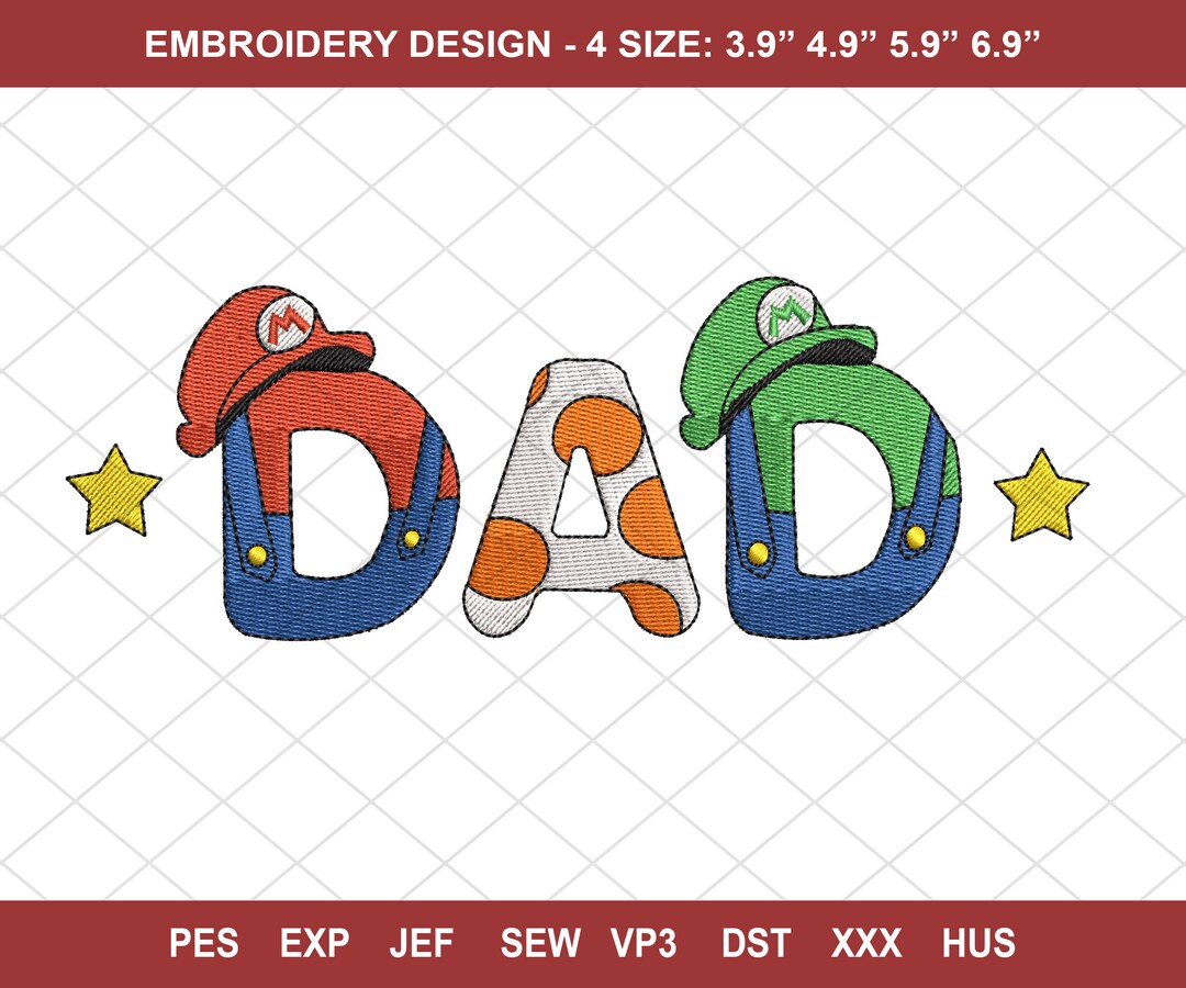 Super Mario Dad Embroidery Design Digital Download, Mario Bros Happy ...