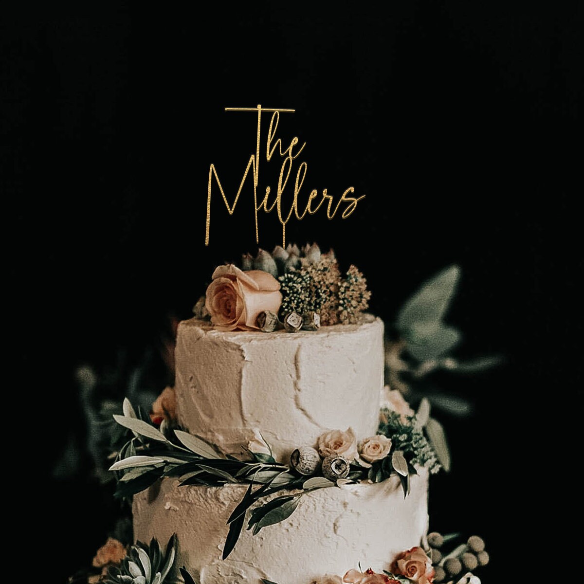 Gold Cake Topper for Wedding Personalized Cake Topper Rustic - Etsy ...