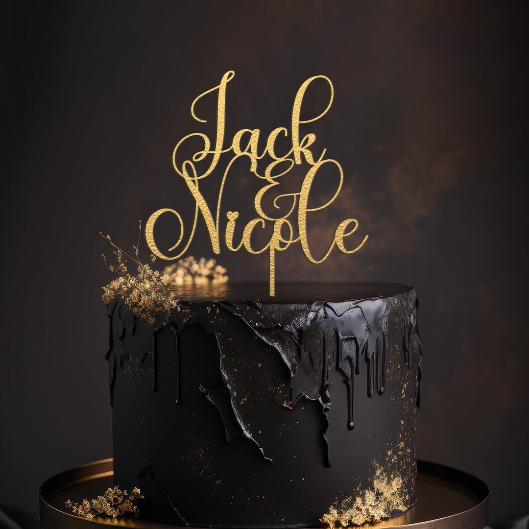 Gold Cake Topper for Wedding, Wedding Cake Toppers, Cake Topper Wedding ...