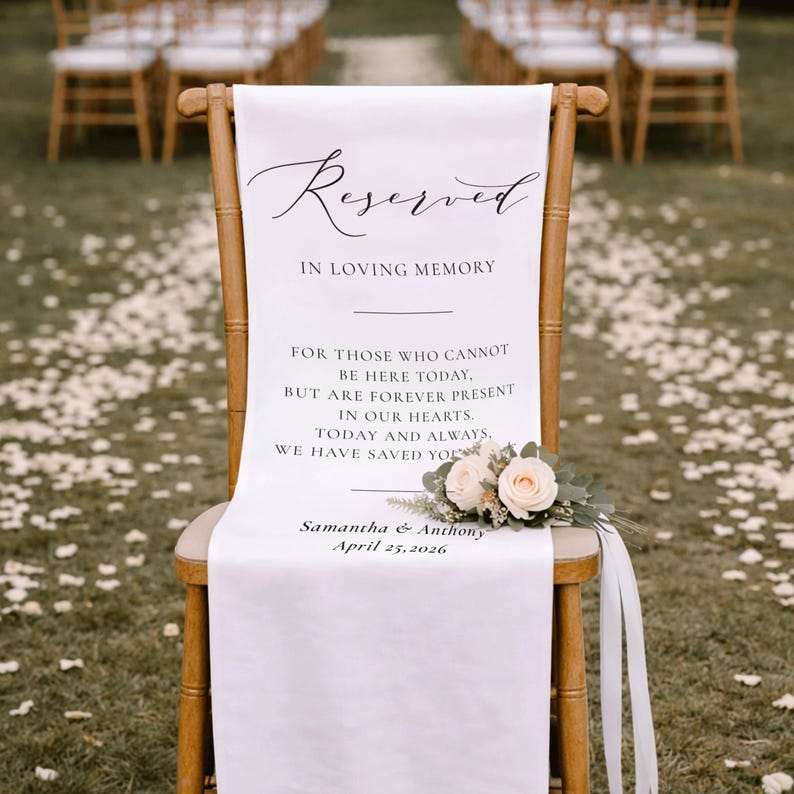 Reserved Wedding Memorial Chair Sign, in Loving Memory Sign ...