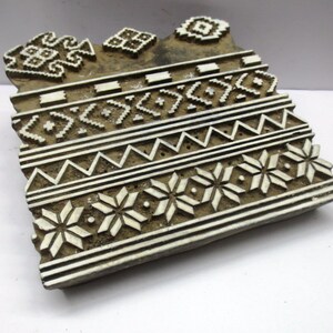 VINTAGE Wooden Hand Carved Textile Printing on Fabric Block / Stamp ...