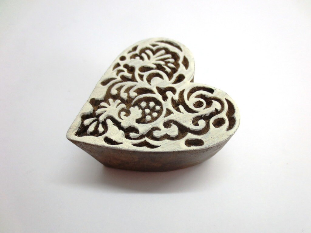 Indian Wooden Border Stamp Heart Shape Bold Design Handcarved - Etsy