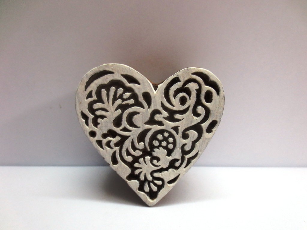 Indian Wooden Border Stamp Heart Shape Bold Design Handcarved - Etsy