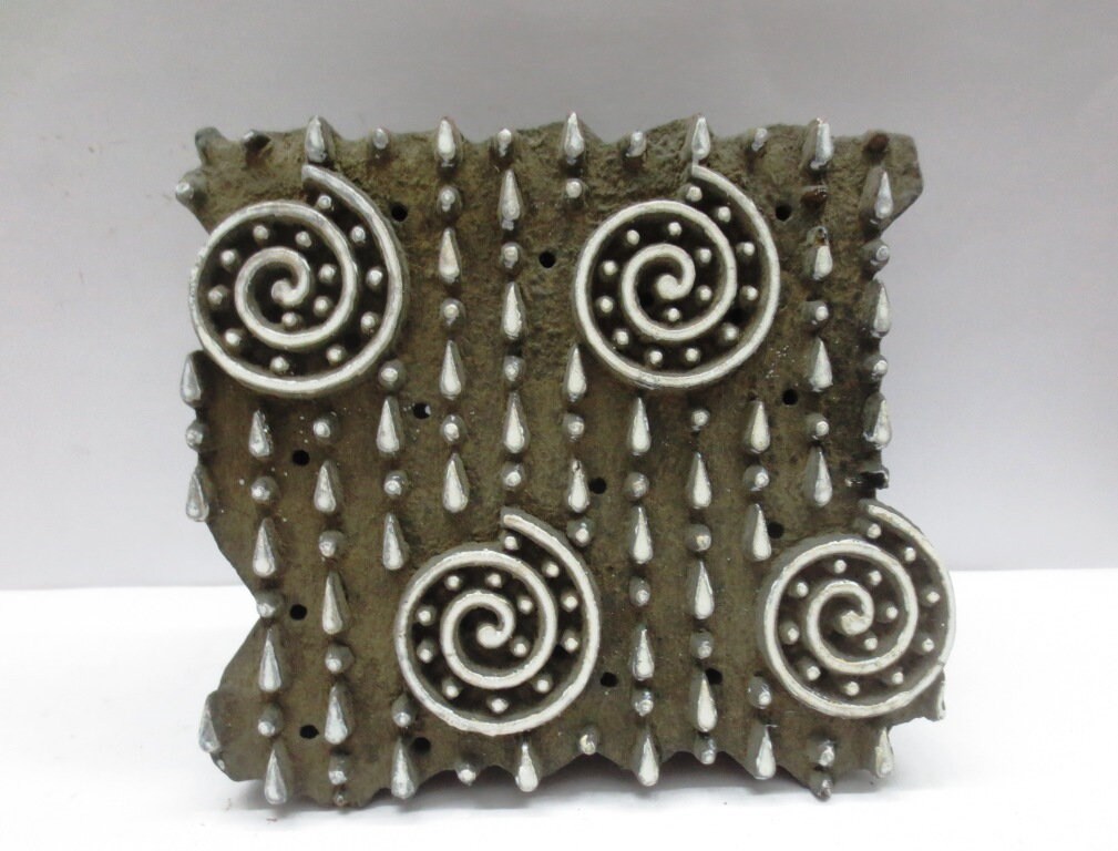 Indian Wooden Hand Carved Textile Printing on Fabric Block / Stamp ...